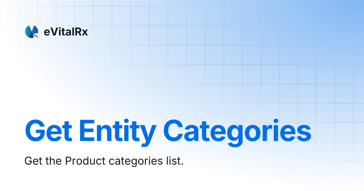 Get Entity Categories | eVitalRx